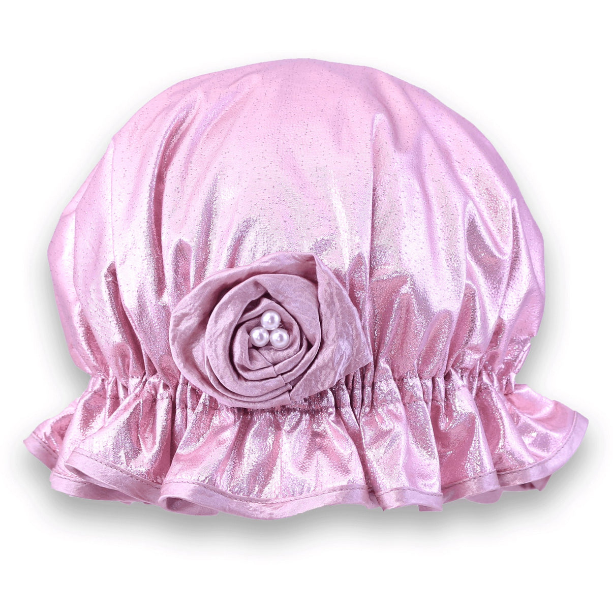 Dusty Rose Pink Lamé Shower Cap